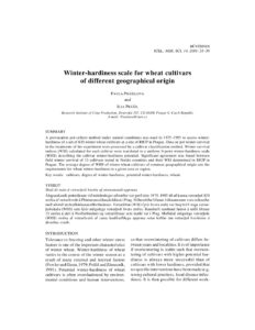 Winter-hardiness scale for wheat cultivars | IAS