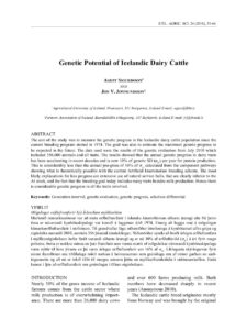 Genetic Potential of Icelandic Dairy Cattle | IAS